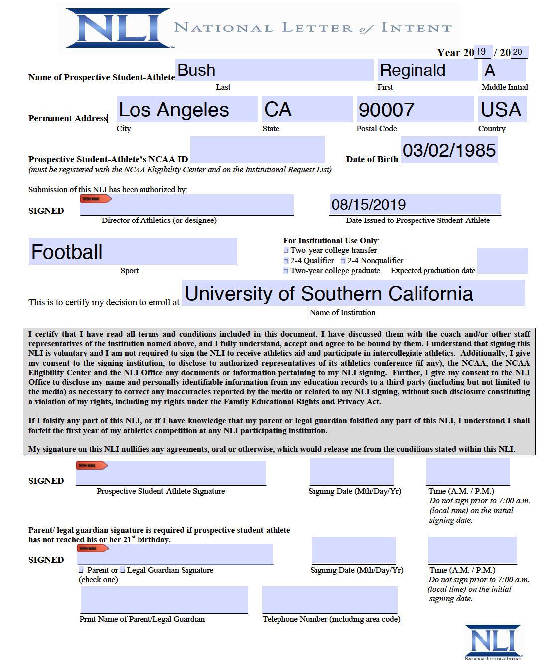 Free National Letter Of Intent Template Sample PDF EForms