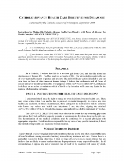 Free Delaware Advance Health Care Directive Form Template - PDF – eForms