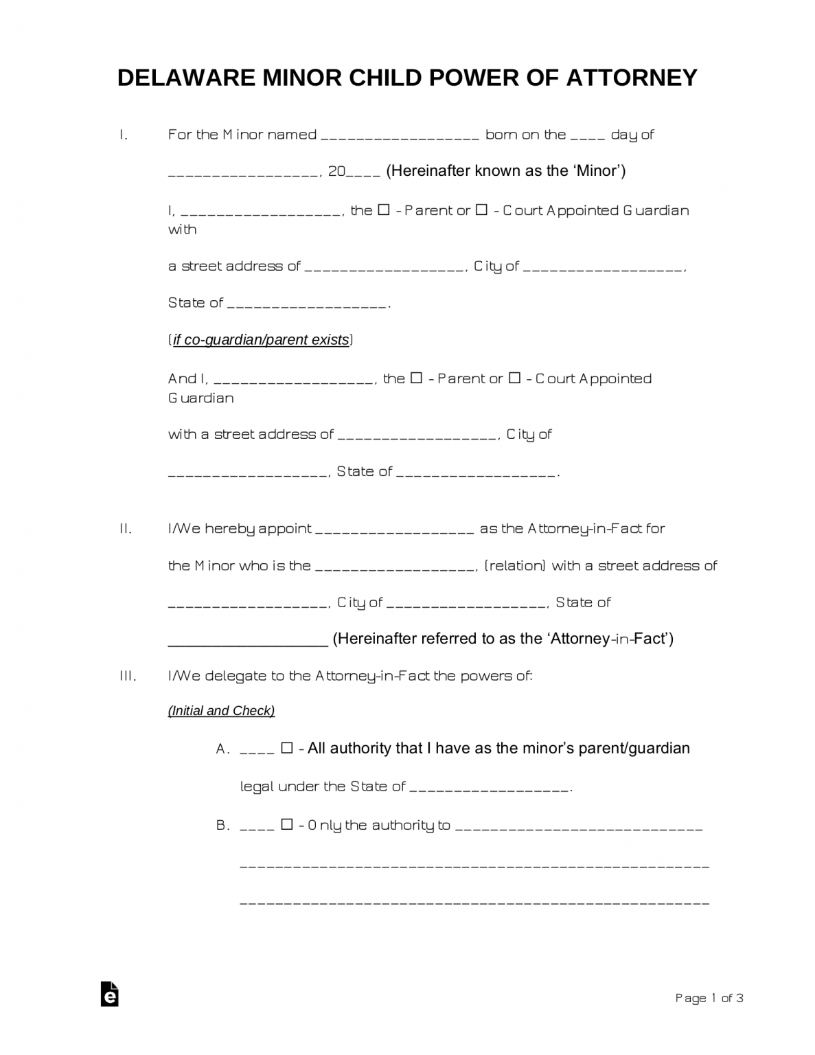 Free Delaware Power of Attorney Forms (10 Types) - PDF | Word – eForms