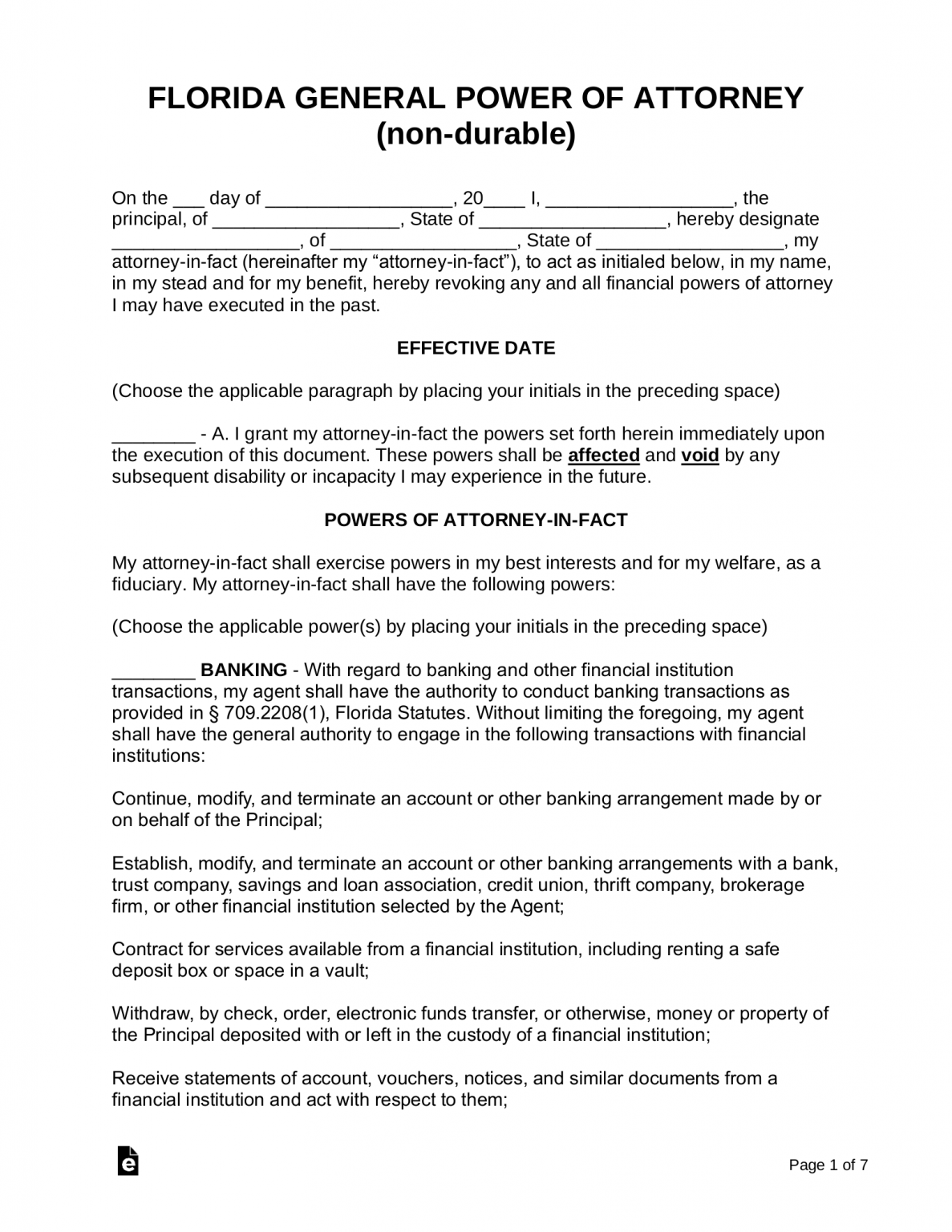 Free Florida General (Financial) Power of Attorney - PDF | Word – eForms