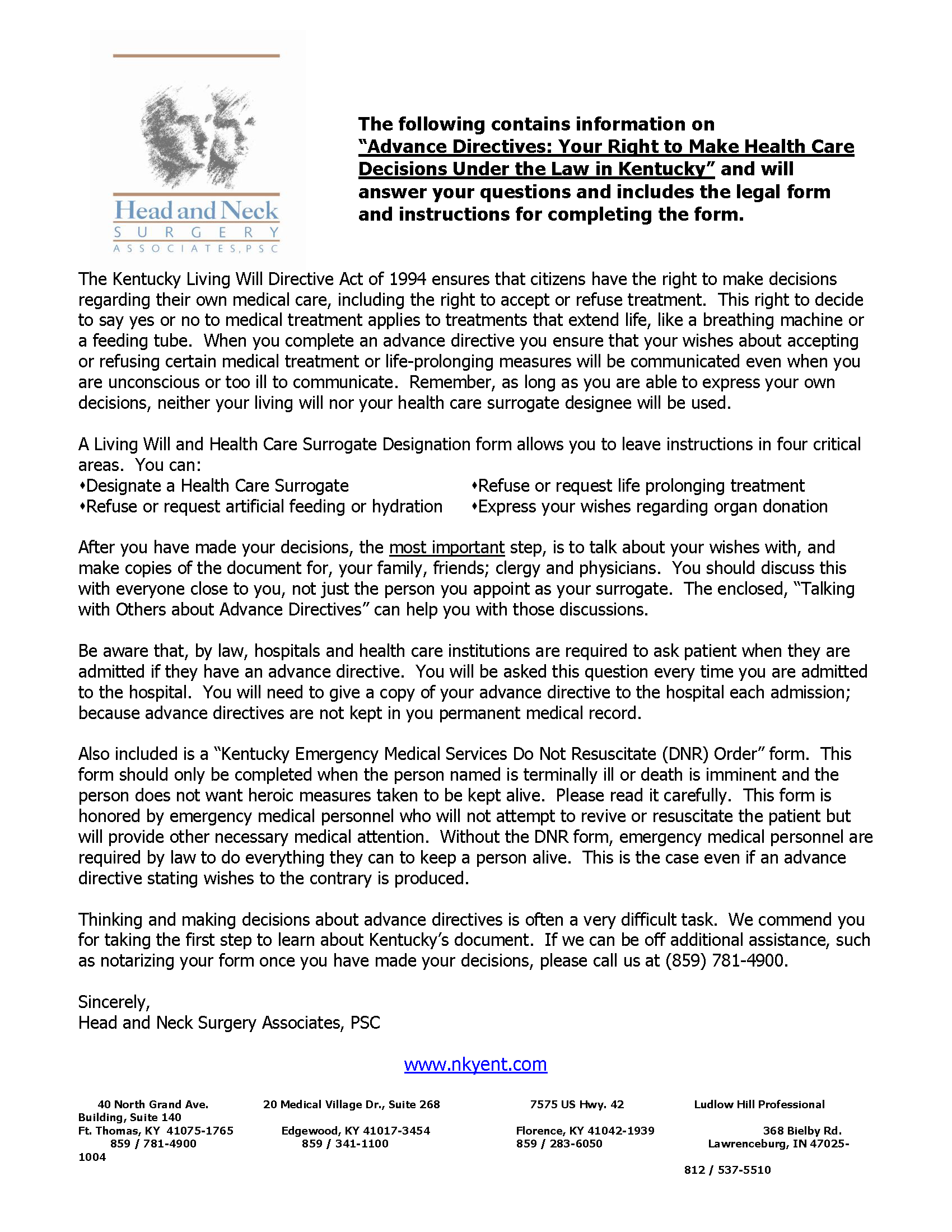 Free Kentucky Advance Directive Form Template - PDF – eForms