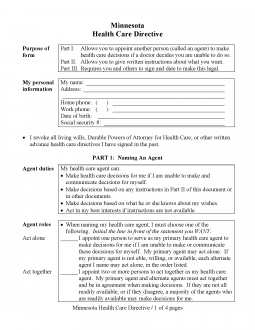 Free Minnesota Advance Directive Form Template - PDF | Word – eForms