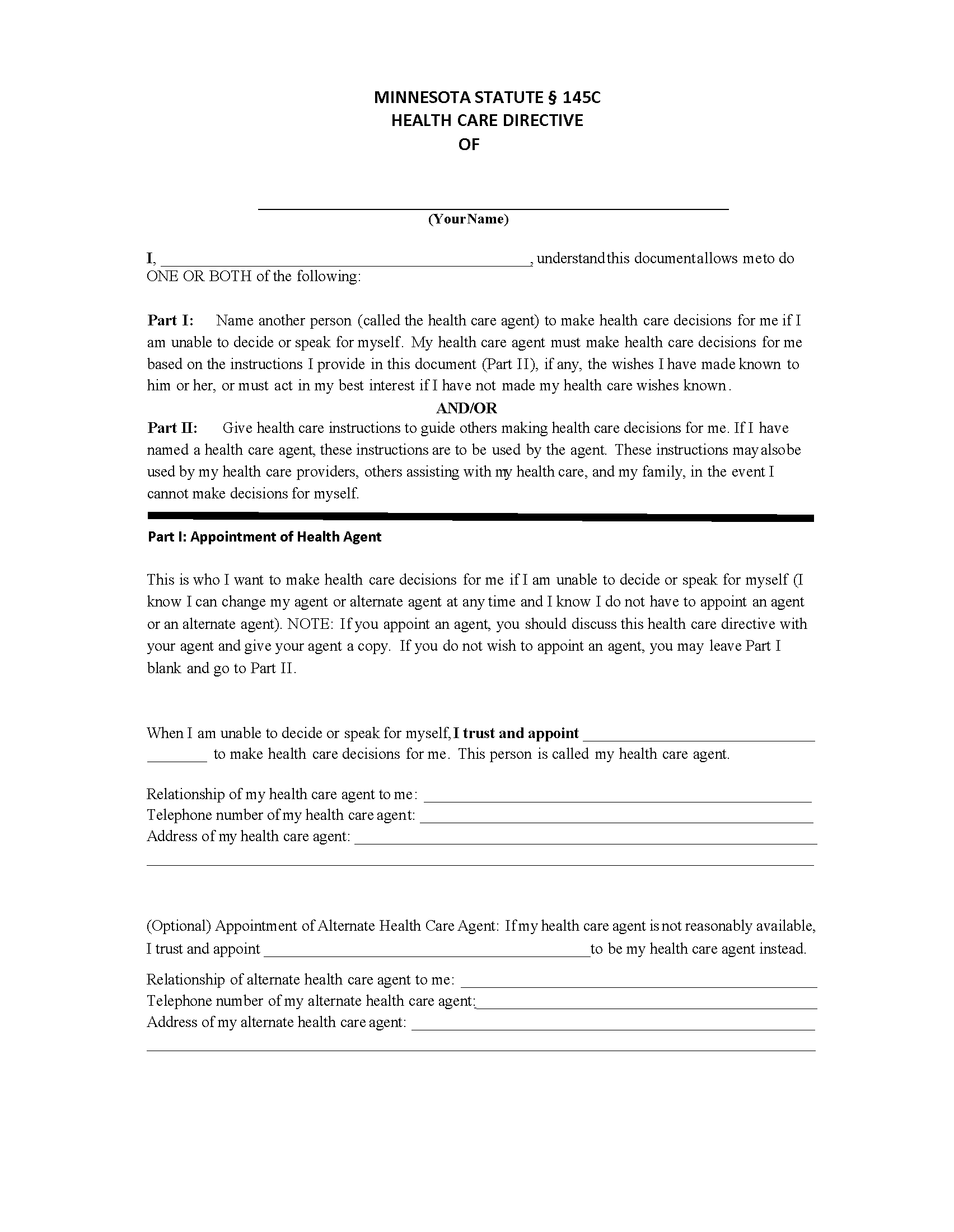Free Minnesota Advance Directive Form PDF Word EForms free-minnesota-advance-directive-form-pdf-word-eforms