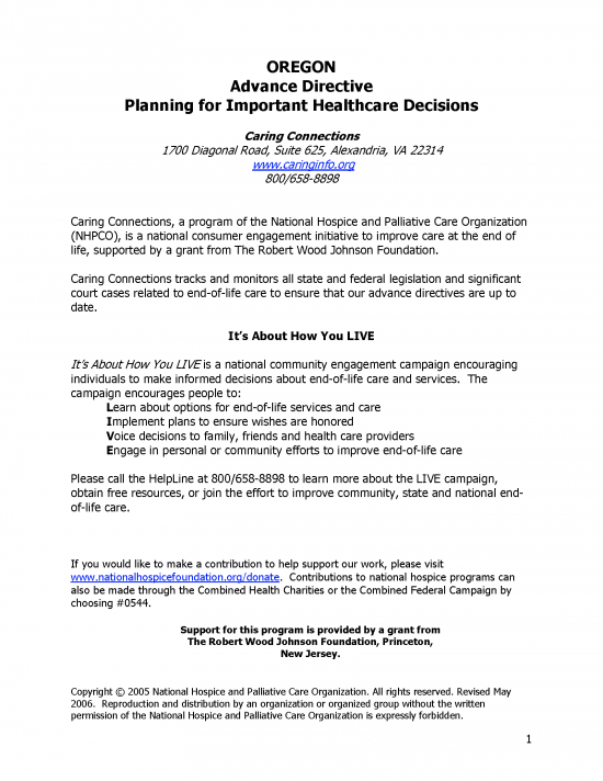Free Oregon Advance Directive Form Template - PDF | Word – eForms