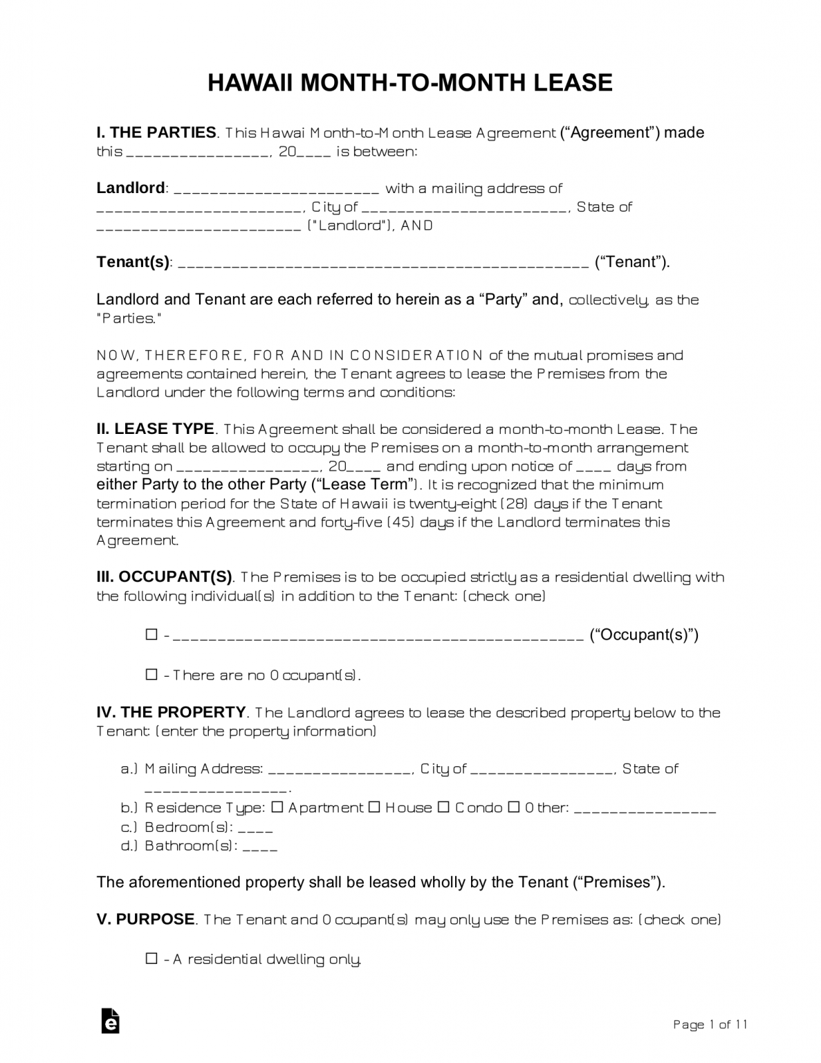 Free Hawaii Lease Termination Letter Form | Month to Month | 28/45 Day ...