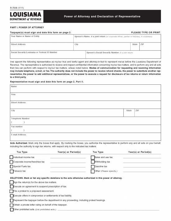 Free Louisiana Power of Attorney Forms (10 Types) - PDF | Word – eForms