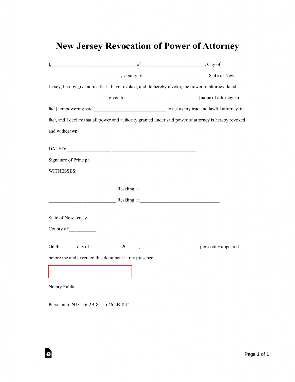 Free New Jersey Revocation Power of Attorney Form - PDF | Word – eForms