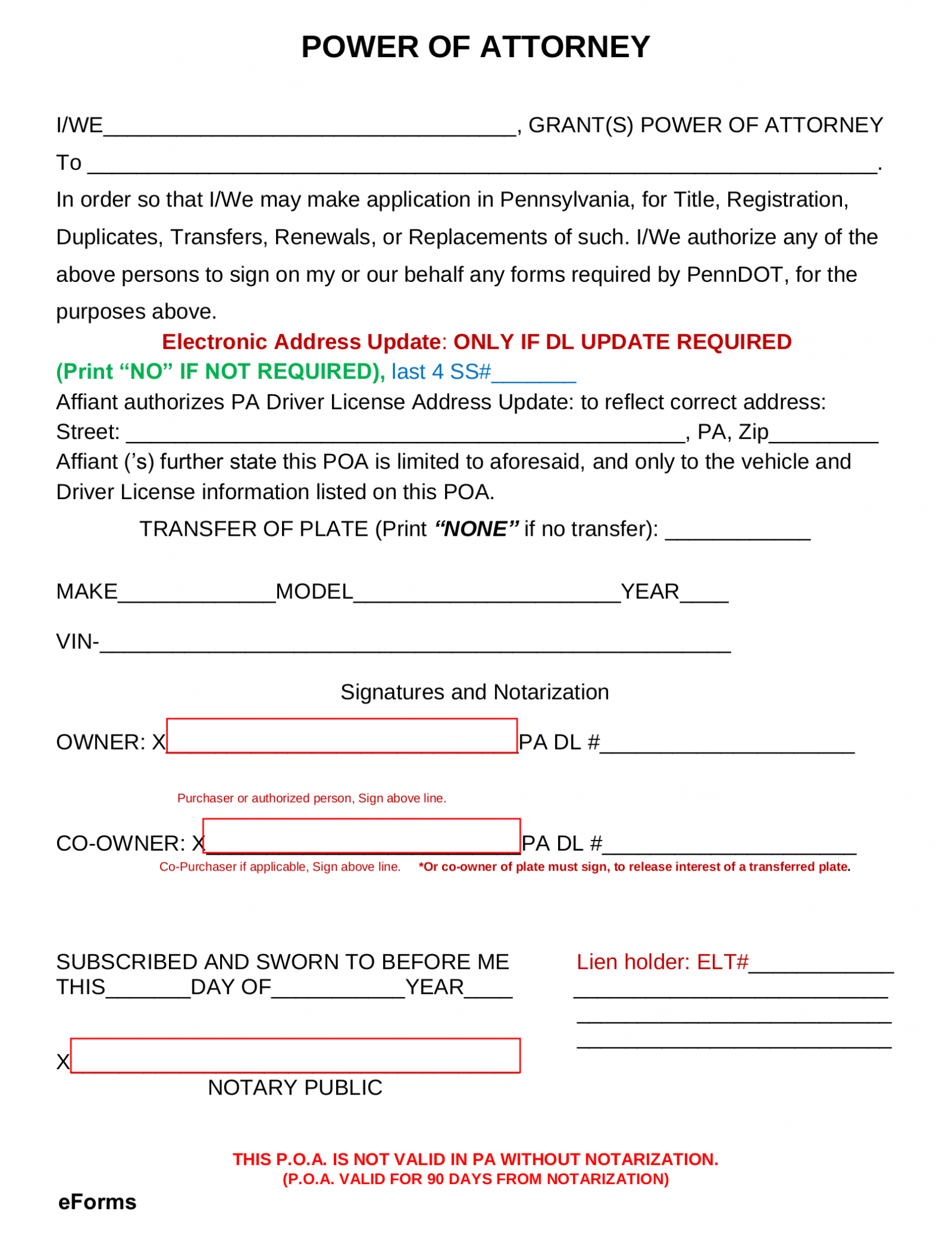 Free Pennsylvania Vehicle Power of Attorney Form - PDF – eForms Free Pennsylvania Vehicle Power of Attorney Form - PDF – eForms