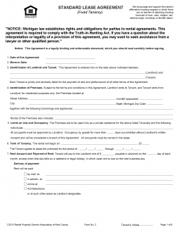 Free Michigan Residential Lease Agreement Template - PDF | Word – eForms