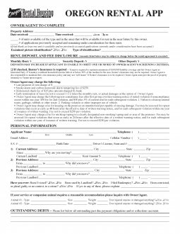 Free Oregon Rental Application Form - PDF | Word – eForms