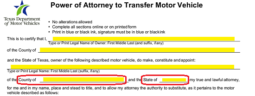 Free Texas Motor Vehicle Power of Attorney (Form VTR-271) - PDF – eForms