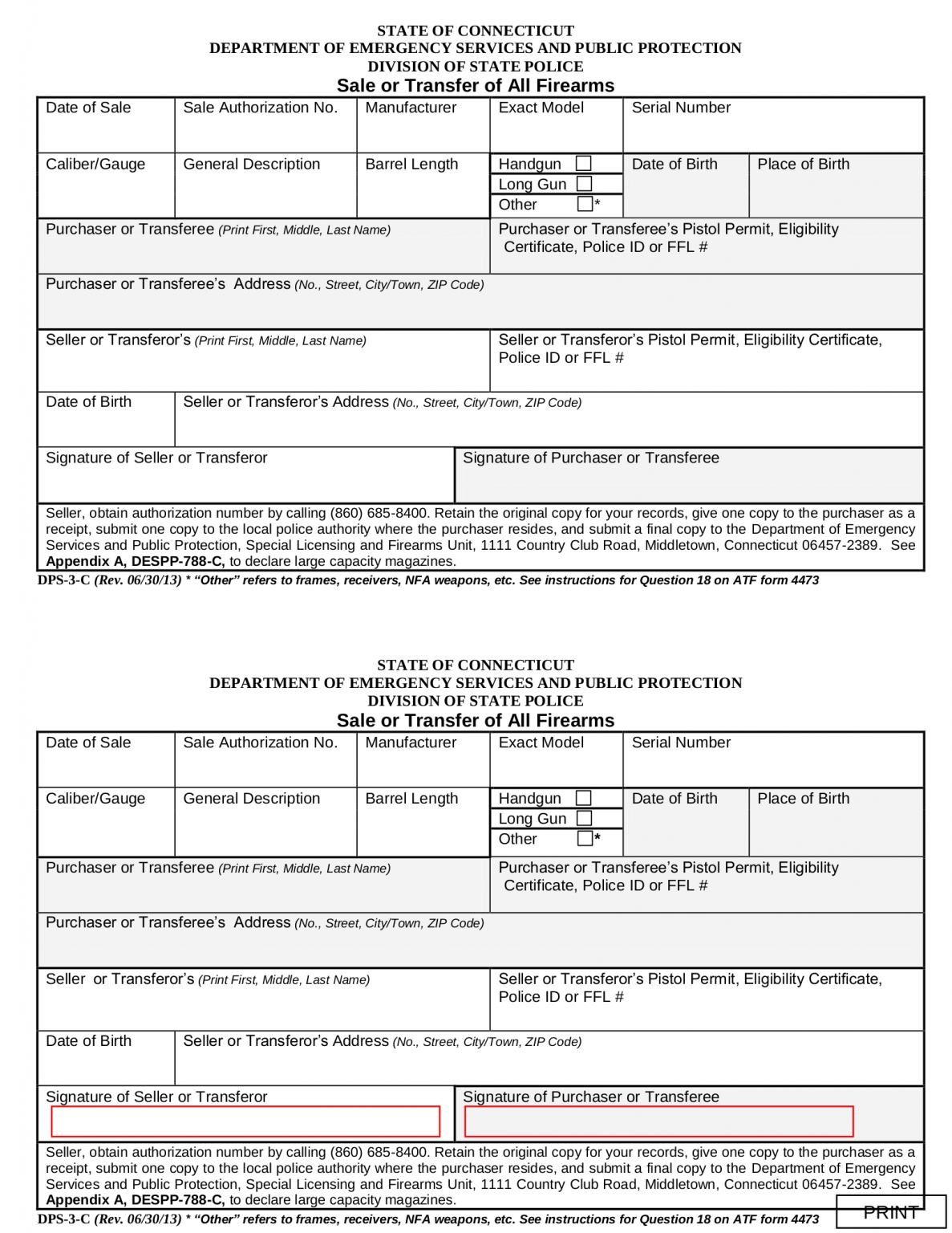 Free Connecticut Firearm Bill of Sale Template - PDF – eForms