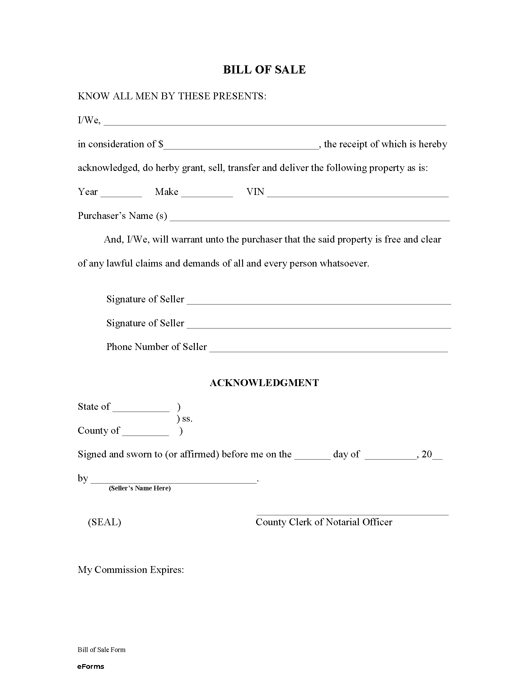 Free Wyoming Motor Vehicle Bill Of Sale Forms Pdf Word Eforms