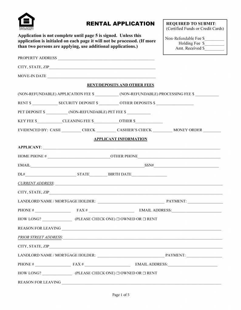 Free Rental Application Form - PDF | Word – eForms