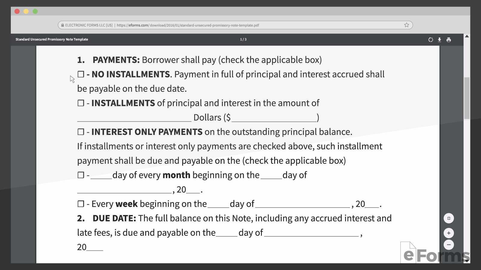 Free Unsecured Promissory Note Template - PDF | Word – eForms