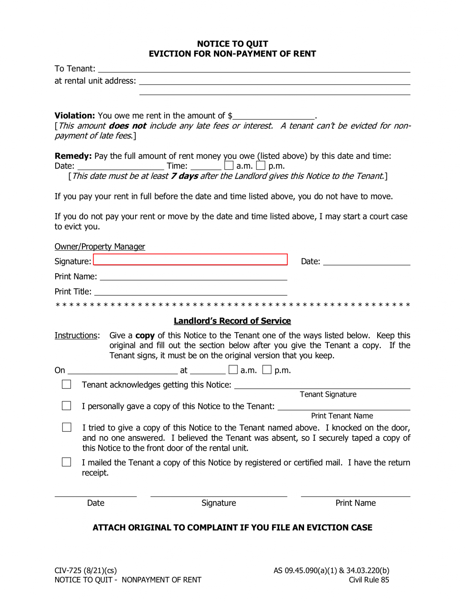 Free Alaska Eviction Notice Forms (5) - PDF | Word – eForms