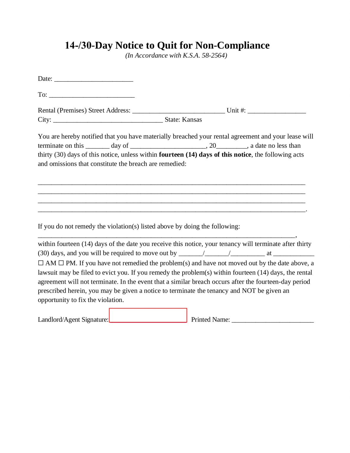 Free Kansas Eviction Notice Forms (5) - PDF | Word – eForms