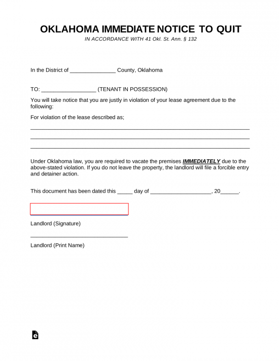 Free Oklahoma Eviction Notice Forms 4 PDF Word EForms