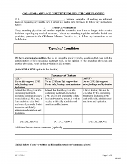 Free Oklahoma Advance Directive Form Template - PDF – eForms