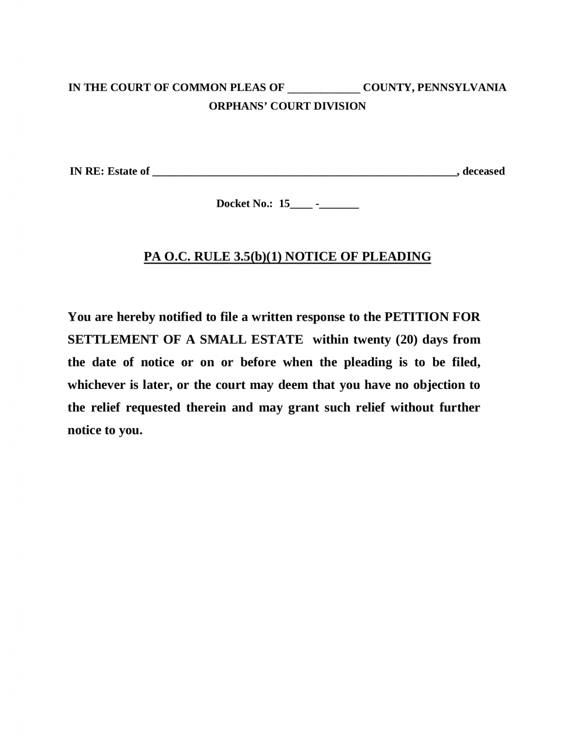 Free Pennsylvania Small Estate Affidavit - PDF – eForms