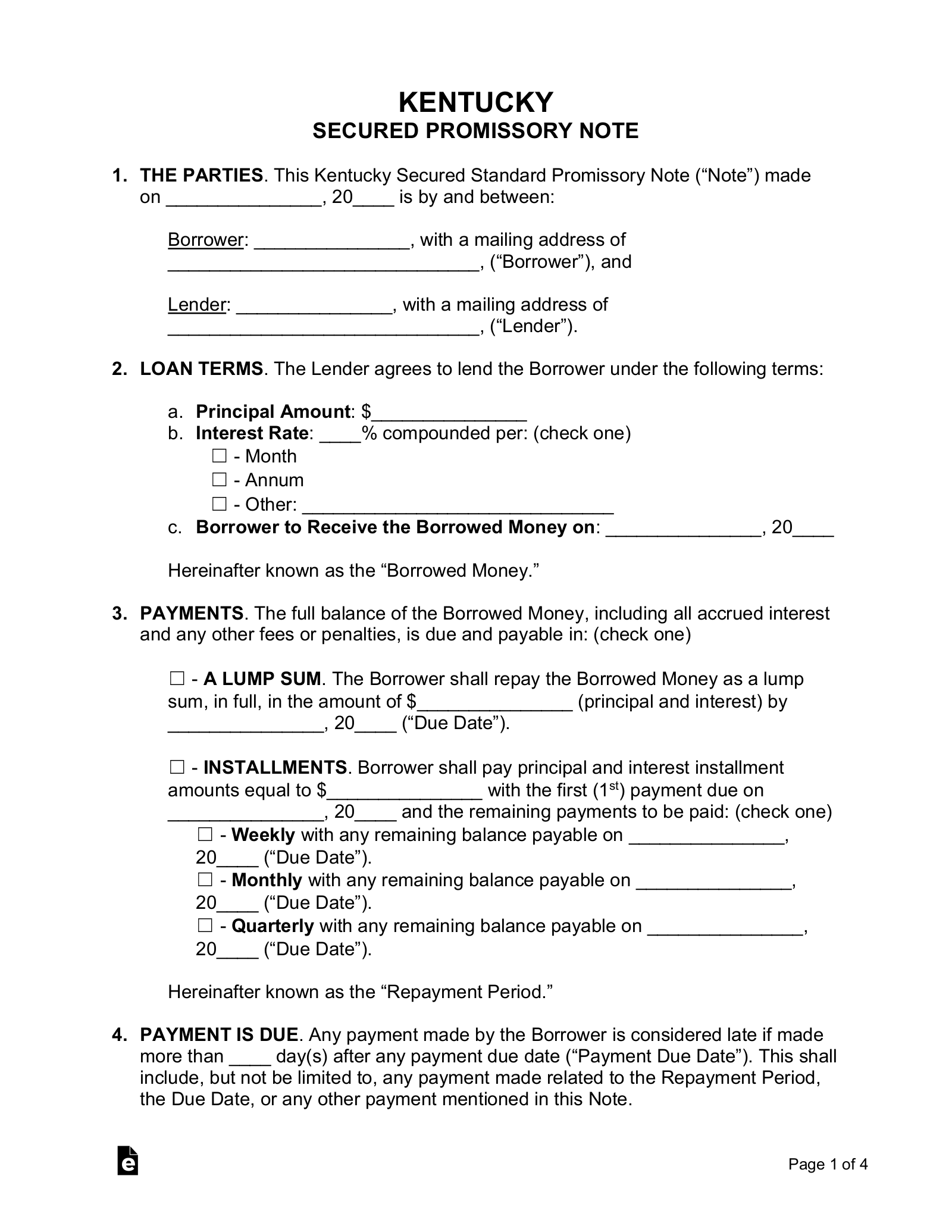 Free Kansas Secured Promissory Note Template PDF Word EForms