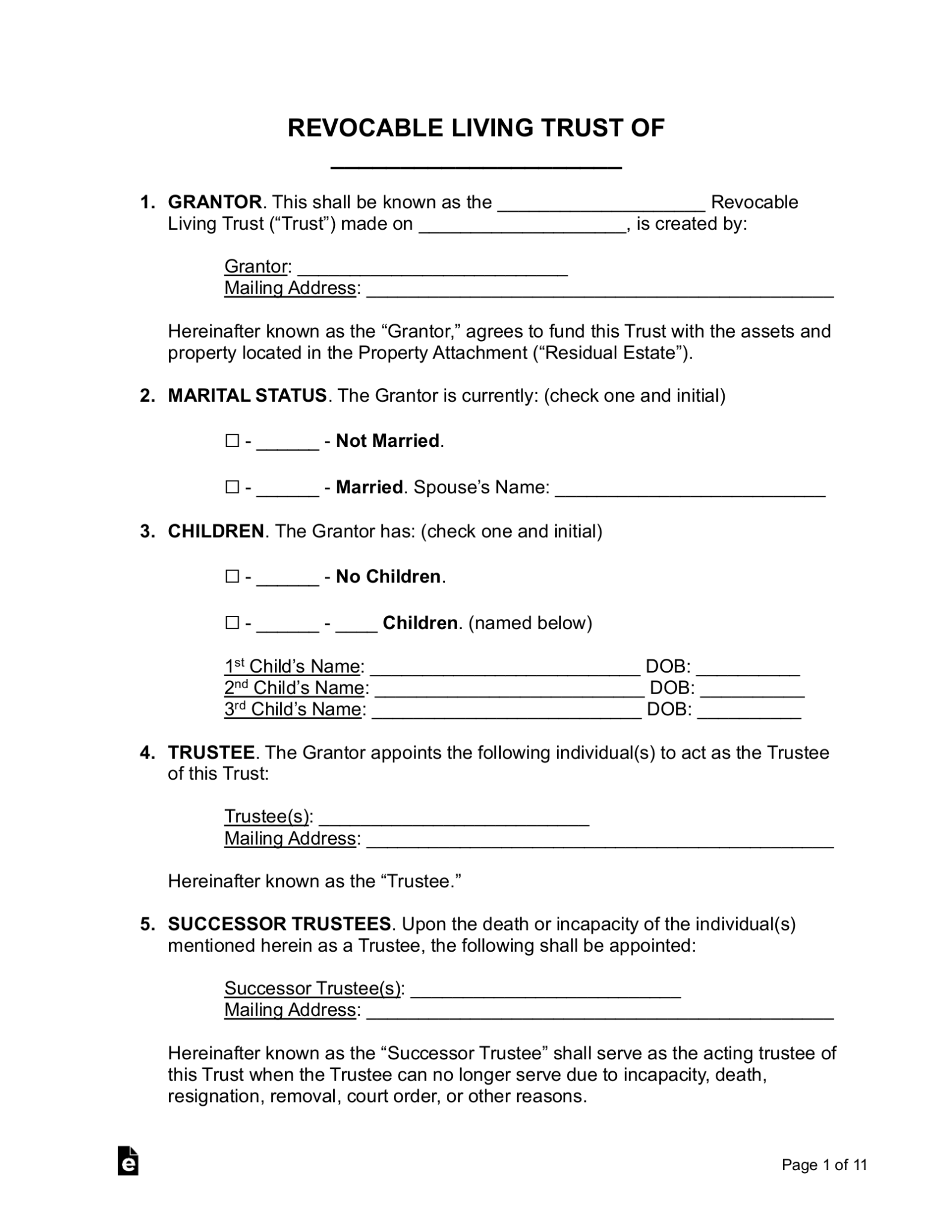Free Affidavit of Successor Trustee Form - PDF | Word – eForms