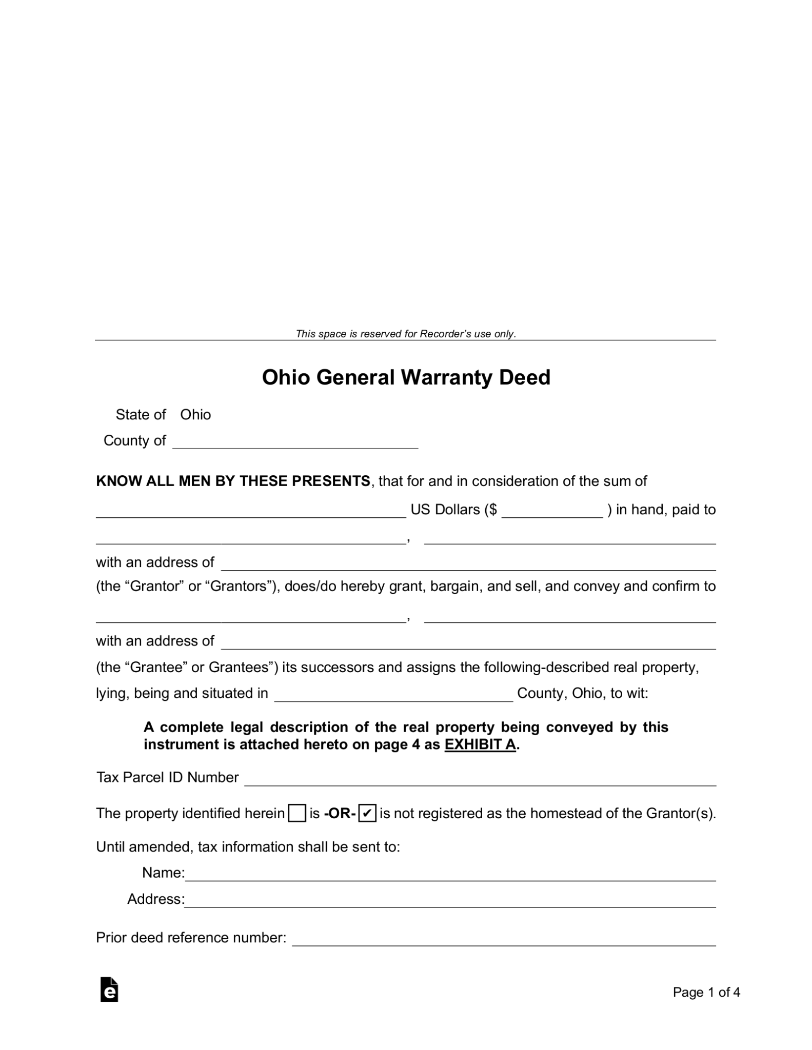 Free Ohio Quit Claim Deed Form - PDF | Word – eForms