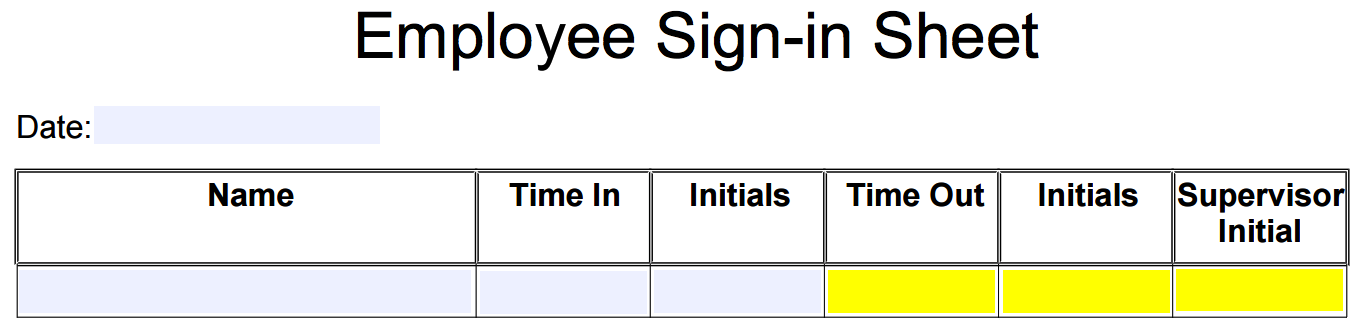 Free Employee Sign-in Sheet Template - PDF | Word – eForms