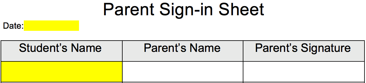 Free Parent Sign-in Sheet Template - PDF | Word – eForms