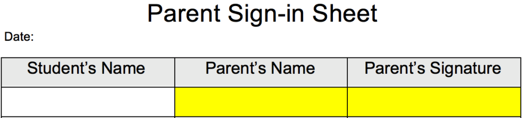 Free Parent Sign-in Sheet Template - PDF | Word – eForms
