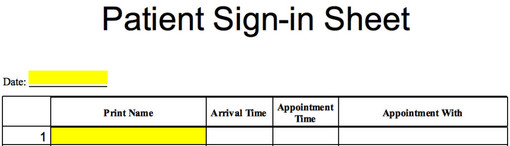 Free Patient Sign-in Sheet Template - PDF | Word – eForms