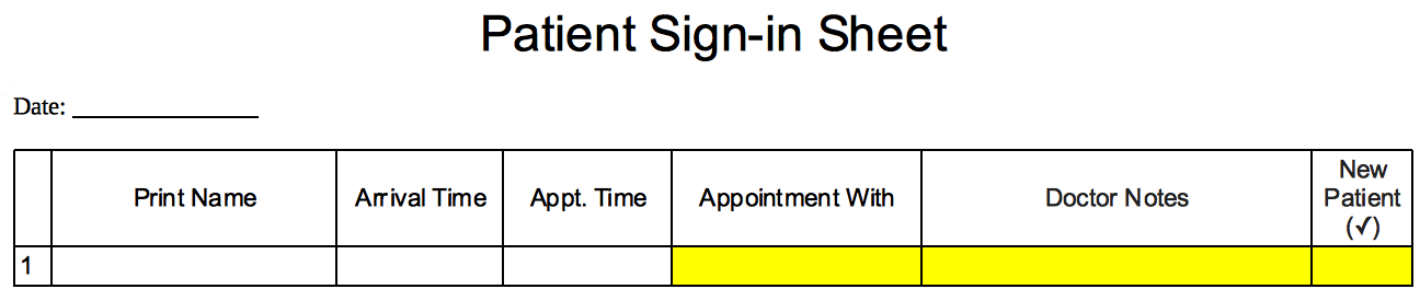 Free Patient Sign-in Sheet (Extended) Template - PDF | Word – eForms