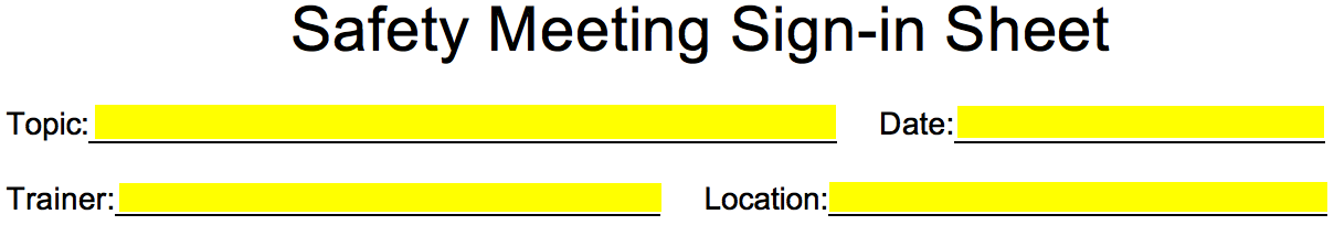 Free Safety Meeting Sign-in Sheet Template - PDF | Word – eForms