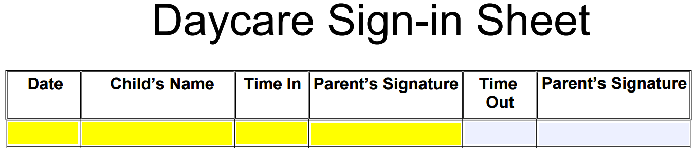 Free Daycare Sign-in Sheet Template - PDF | Word – eForms