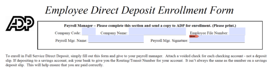 Free ADP Direct Deposit Authorization Form PDF EForms