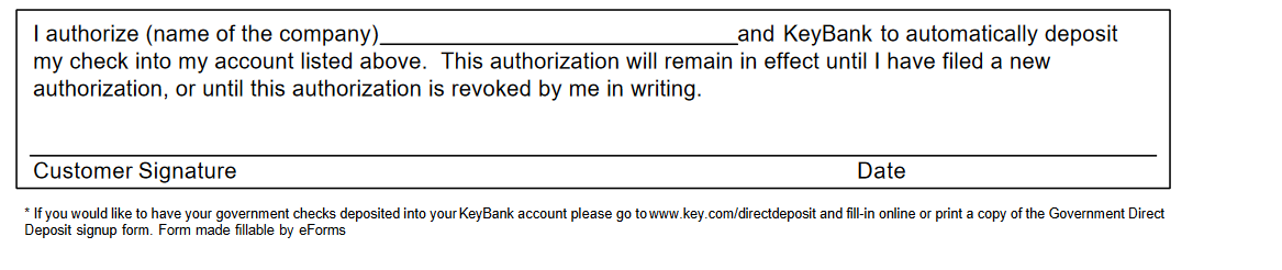 Free Key Bank Direct Deposit Authorization Form - PDF – eForms