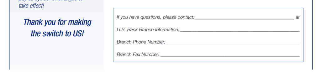 Free U.S. Bank Direct Deposit Authorization Form - PDF – eForms