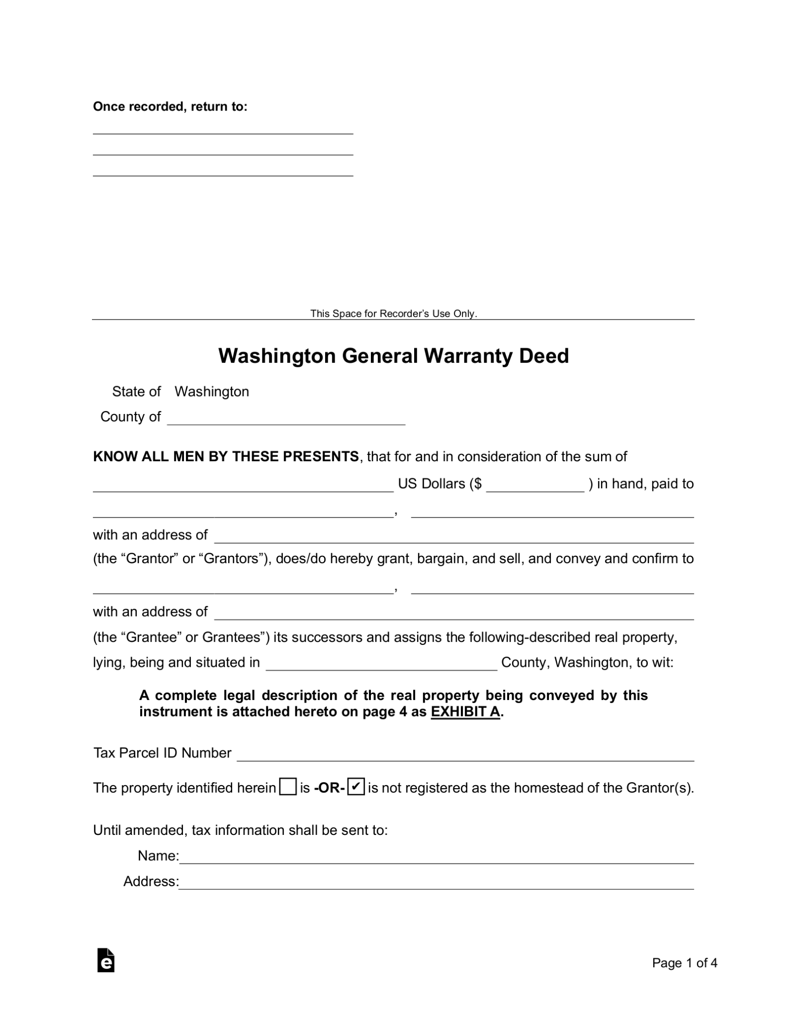 Free Washington Quit Claim Deed Form - PDF | Word – eForms