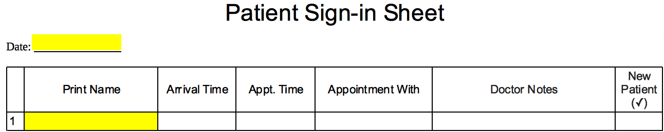 Free Patient Sign-in Sheet (Extended) Template - PDF | Word – eForms