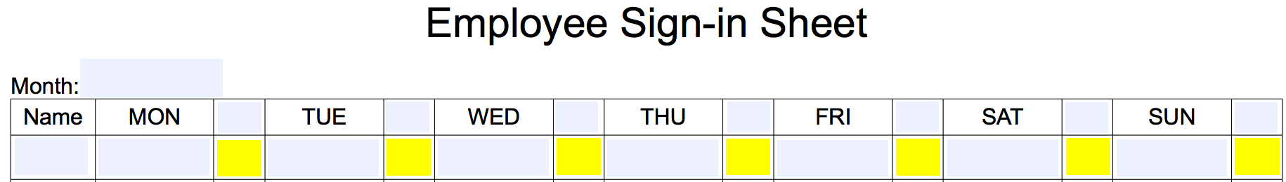 Free Two-Week Employee Sign-in Sheet Template - PDF | Word – eForms