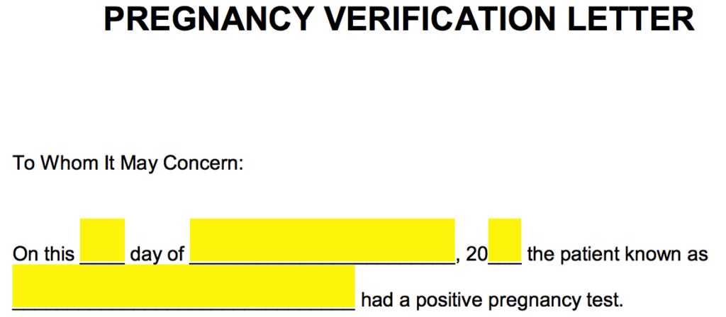 Free Pregnancy Verification Form - PDF | Word – eForms