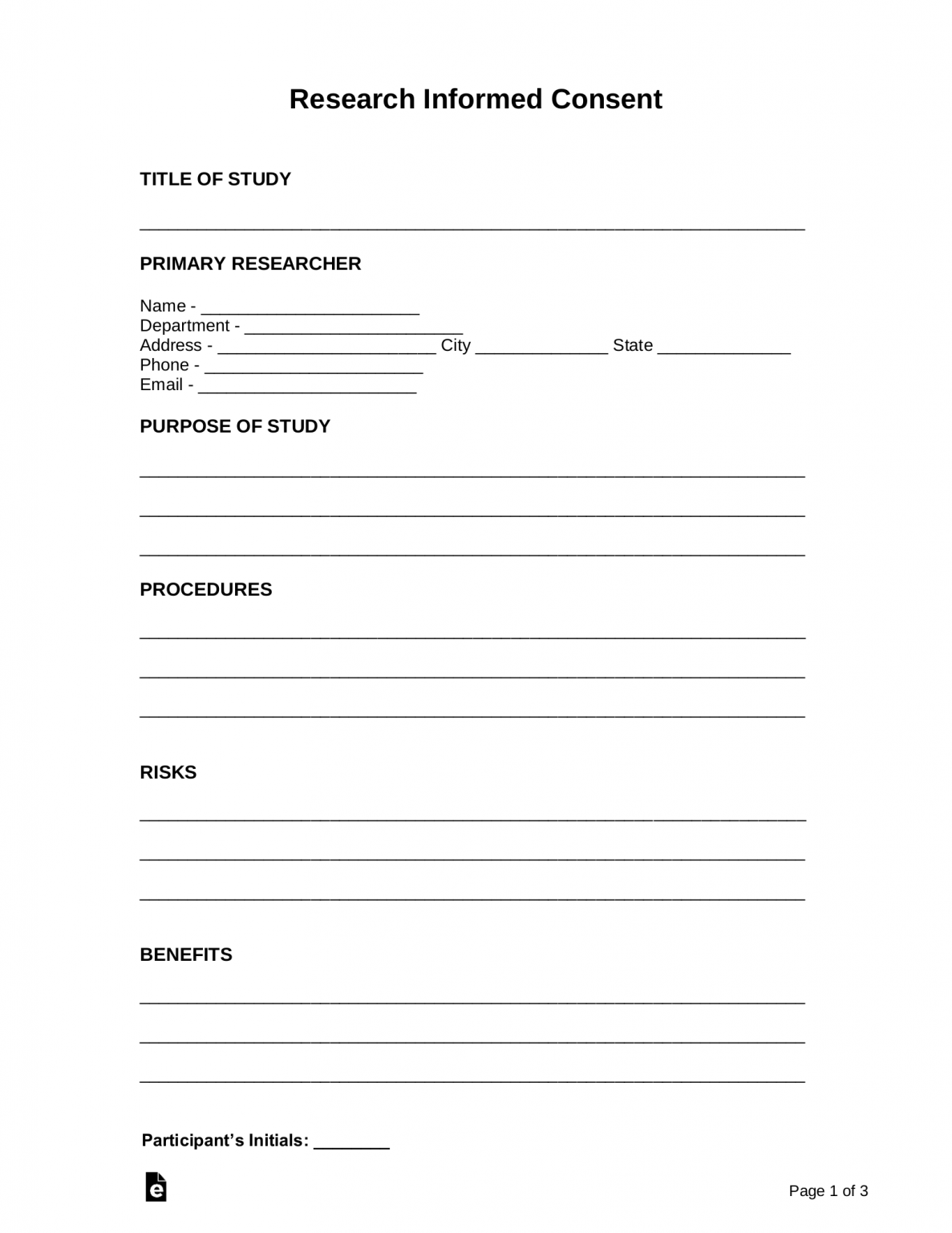 Free Research Informed Consent Form - PDF | Word – eForms