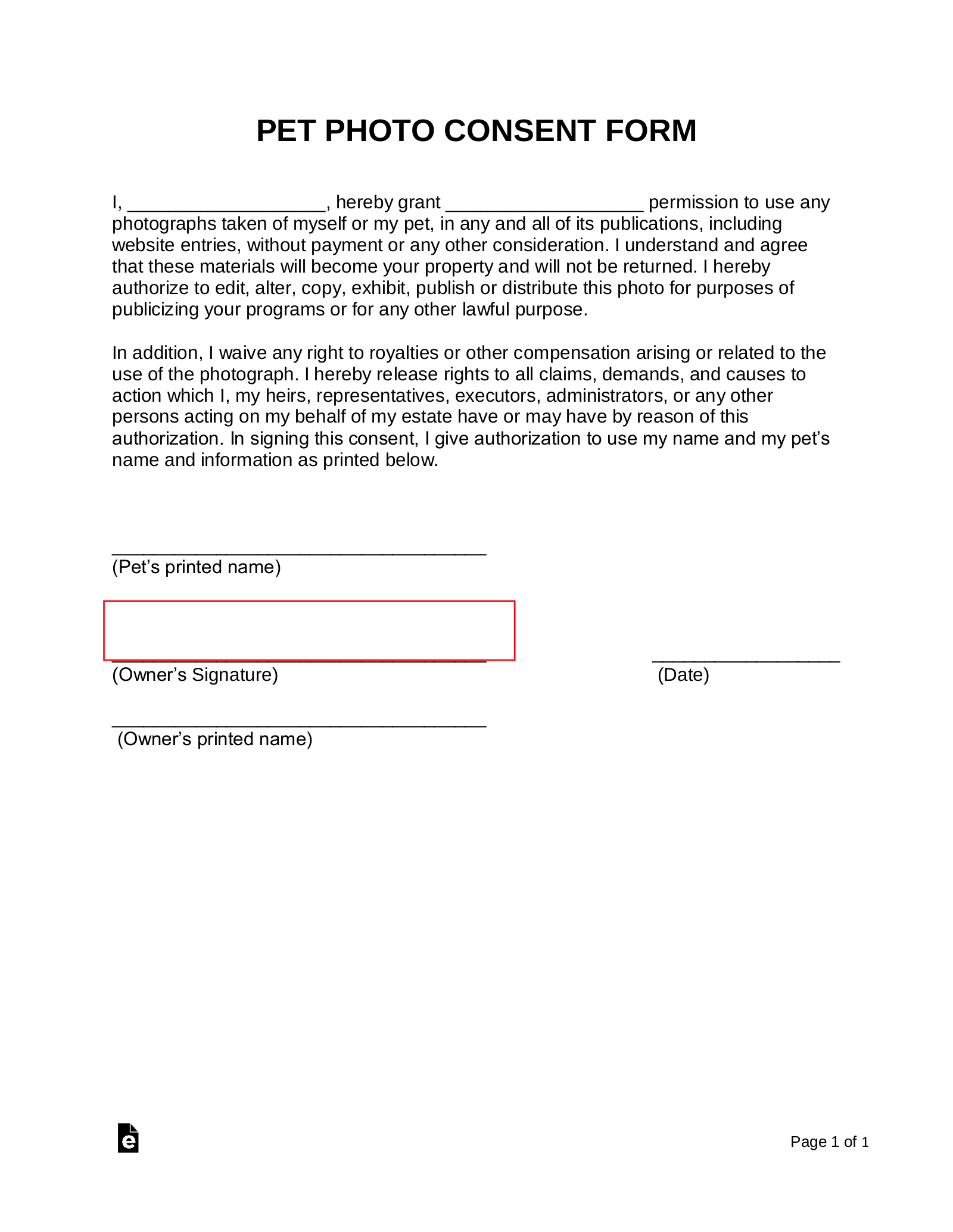 Free Pet Photo Release Form PDF EForms Free Pet Photo Release Form PDF EForms