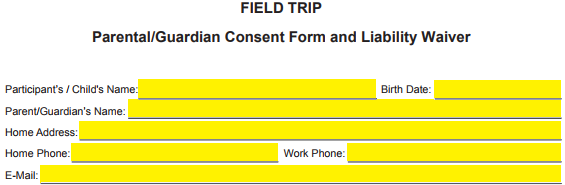 Free Field Trip Consent Form - PDF – eForms