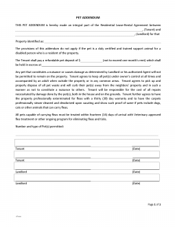 Free Pet Addendum to Lease - PDF | Word – eForms