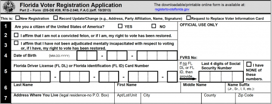 Free Florida Voter Registration Form - Register to Vote in FL - PDF ...