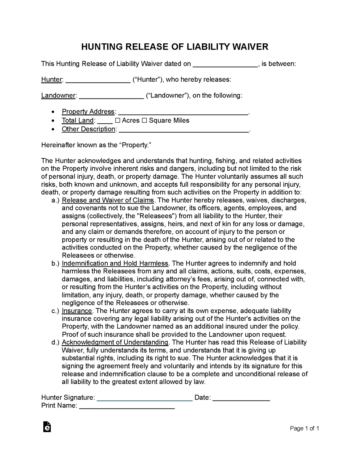 Free Hunting Lease Agreement - PDF | Word – eForms