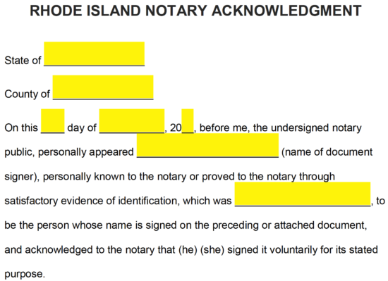 Free Rhode Island Notary Acknowledgment Form - PDF | Word – eForms