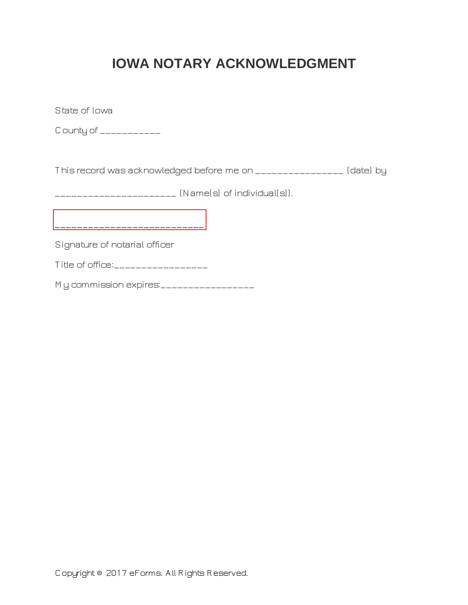 Free Iowa Notary Acknowledgment Form - PDF | Word – eForms