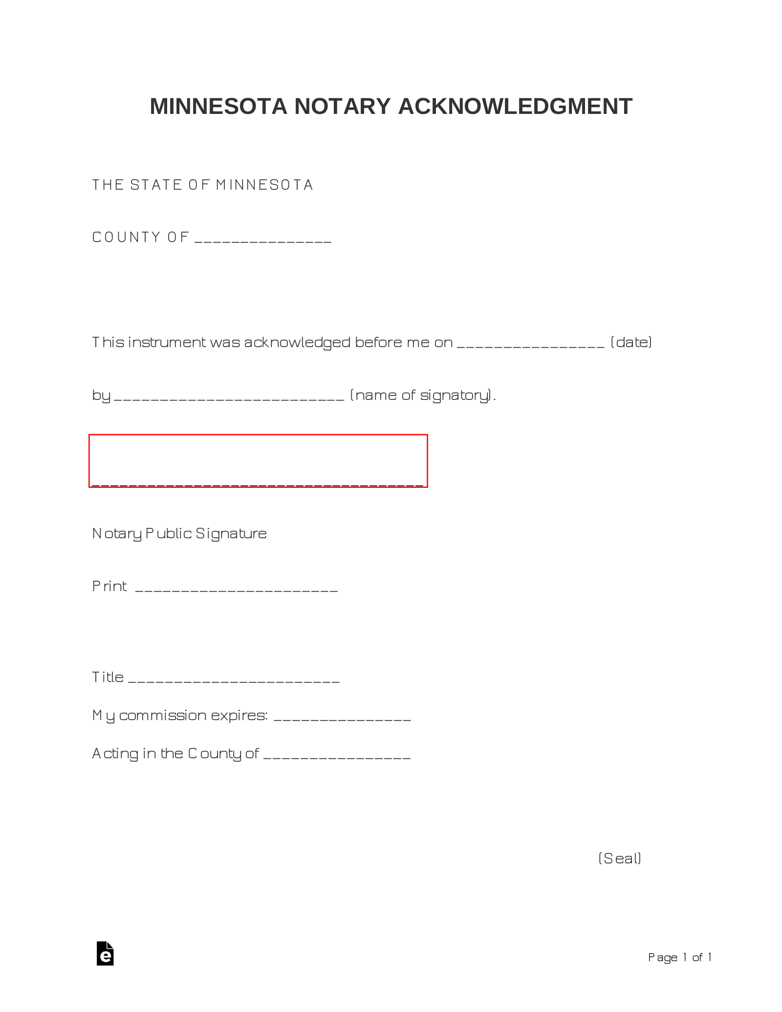 Free Minnesota Notary Acknowledgment Form PDF Word EForms Free Minnesota Notary Acknowledgment Form PDF Word EForms
